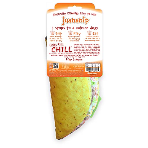 Doggijuana | Dog Toy and Juananip Refill Bundle | Includes Refillable Catnip Toy & Organic Catnip Refill | Naturally Calming (Taco Bundle)