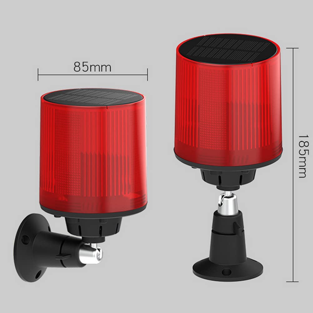 Aolyty Solar Warning Lights 110db Sound Solar Strobe Alarm Light IP55 Waterproof Security Siren Light Flashing Red Light with Recording Function for Farm Barn Yard Orchard Construction Sites