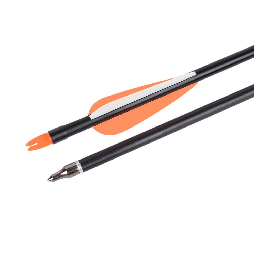 8075 Fiberglass Arrows Archery Hunting Target Practice Arrows 30 Inch with Removable Tips for Compound & Recurve Bow 6PCS/Pack (One White Two Orange Vanes)