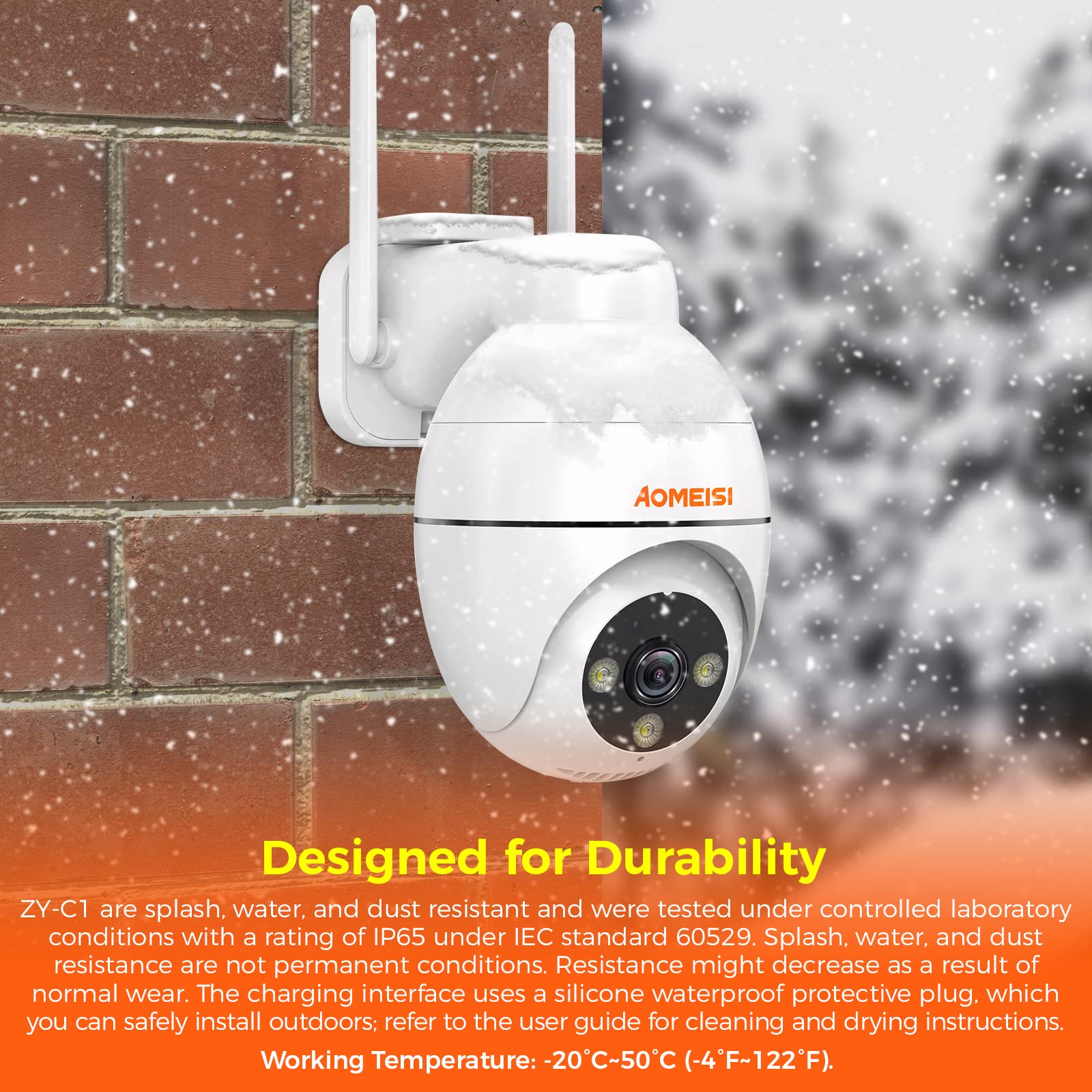 Aomeisi C2 5MP Security Camera Outdoor,Plug-in Cable,360°View Pan/Tilt,Two-Way Audio,Audible Flashlight Alarm,Motion Alert,SD Slot & Cloud Storage,Tech Support,Work with Alexa & Google Home,CloudEdge
