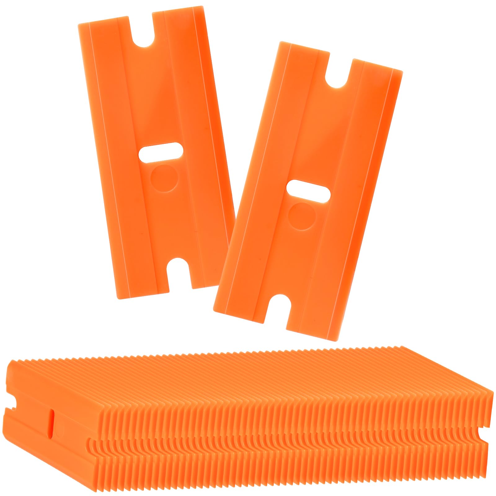 Lainballow 500 Pcs Plastic Razor Blades, Double Edged Scraper Blades, Plastic Knife Blades Replacement Suit for Cleaning Glass and Removing Decals, Stickers, Adhesive Labels