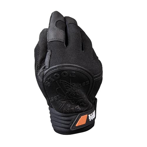 Klein Tools 40233 Wire Pulling Gloves, Extra Grip Work Gloves with Thumb Reinforcements and Grip Patches on Palm and Fingertips, Large