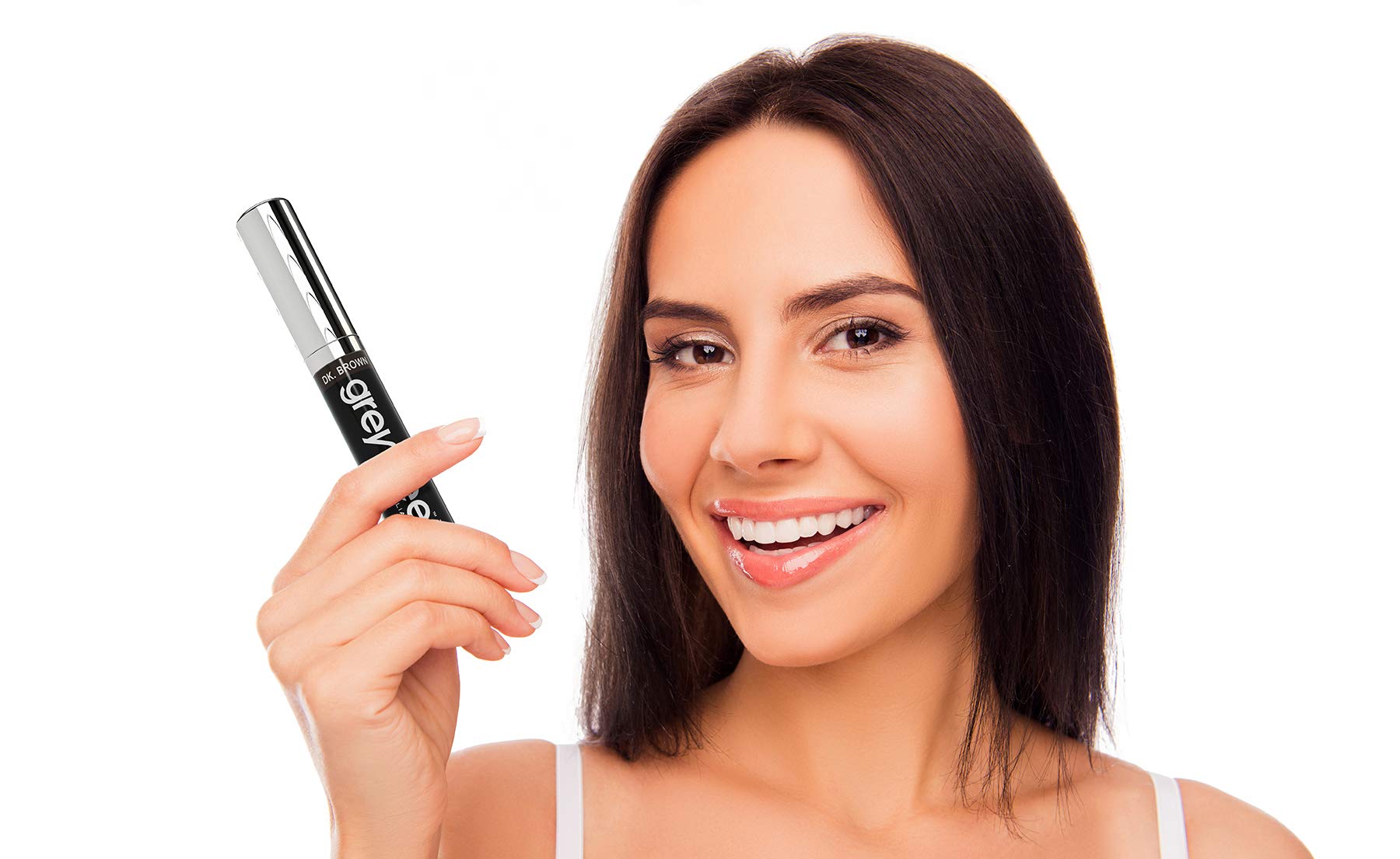 Greyfree Root touch up hair mascara temporary cover conceal gray roots hair lines eyebrows mens mustache and beards Medium-Brown