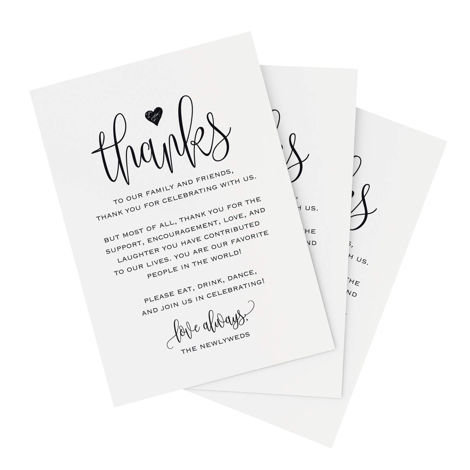 Bliss Collections Thank You Postcards, Heart Script, Cards for Weddings, Receptions, Baby or Bridal Showers, Birthdays, Graduations, Parties, Celebrations or Special Events, 4"x6" (50 Cards)
