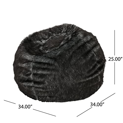 Christopher Knight Home Glendon Modern 3 Foot Faux Fur Bean Bag Cover (Only Skin), Black and White