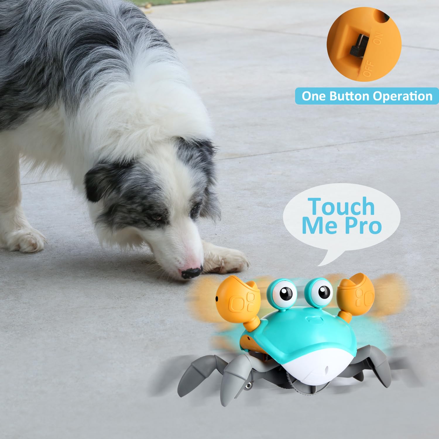 Crawling Crab Sensing Escape Toy, Tummy Time Baby Toy with Music& Lights, Interactive Kids Infant Learning and Entertainment Fun Toy Birthday Christmas, Green