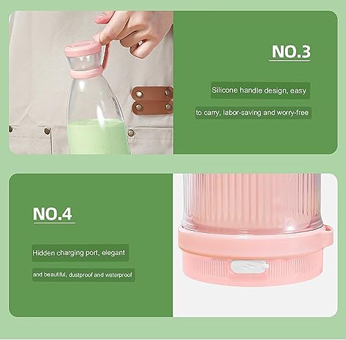 Cutify Portable Smoothie Blender, Cutify Personal Blender, Cutify Fresh Juice, Waterproof Personal Blender, 380ml Lightweight USB Cordless Portable Stainless Steel Kitchen Tools (Blue)