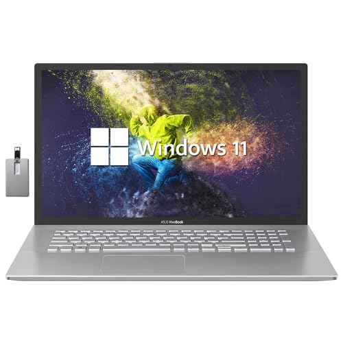 ASUS VivoBook 17 17.3" FHD Laptop, Intel Core i3-1115G4 Processor, 40GB DDR4, 2TB PCIe SSD, Intel HD Graphics, Bluetooth, Windows 11, Transparent Silver, 32GB Hotface USB Card