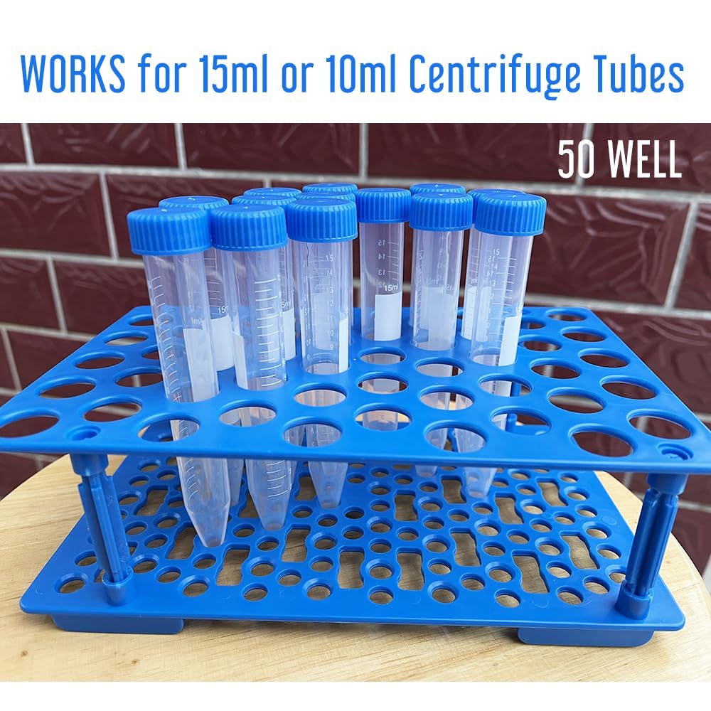GIFTED LUGAR Detachable 15 ml Centrifuge Vial Rack, Test Tube Rack Holder Storage for Laboratory (50 Well)