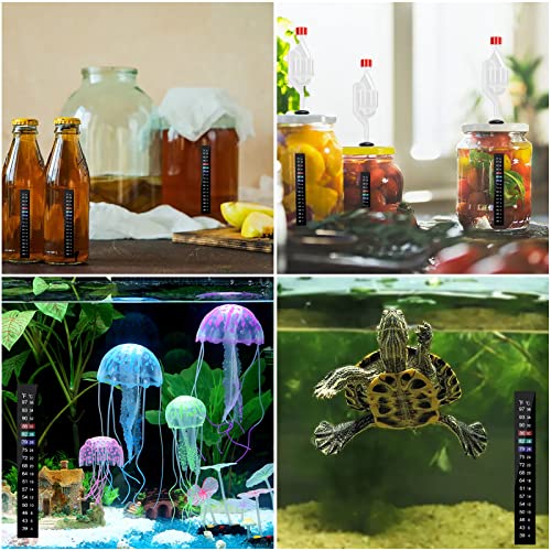 Dbgogo Brewing Aquarium Thermometer Strip, 7 PCS 39℉ to 97℉ & 4℃ to 36℃ Clear Crystal Numbers Adhesive Brewing Aquarium Temperature Sticker for Sticking on Fish Tank/Wine/Beer/Kombucha Jars Bottles