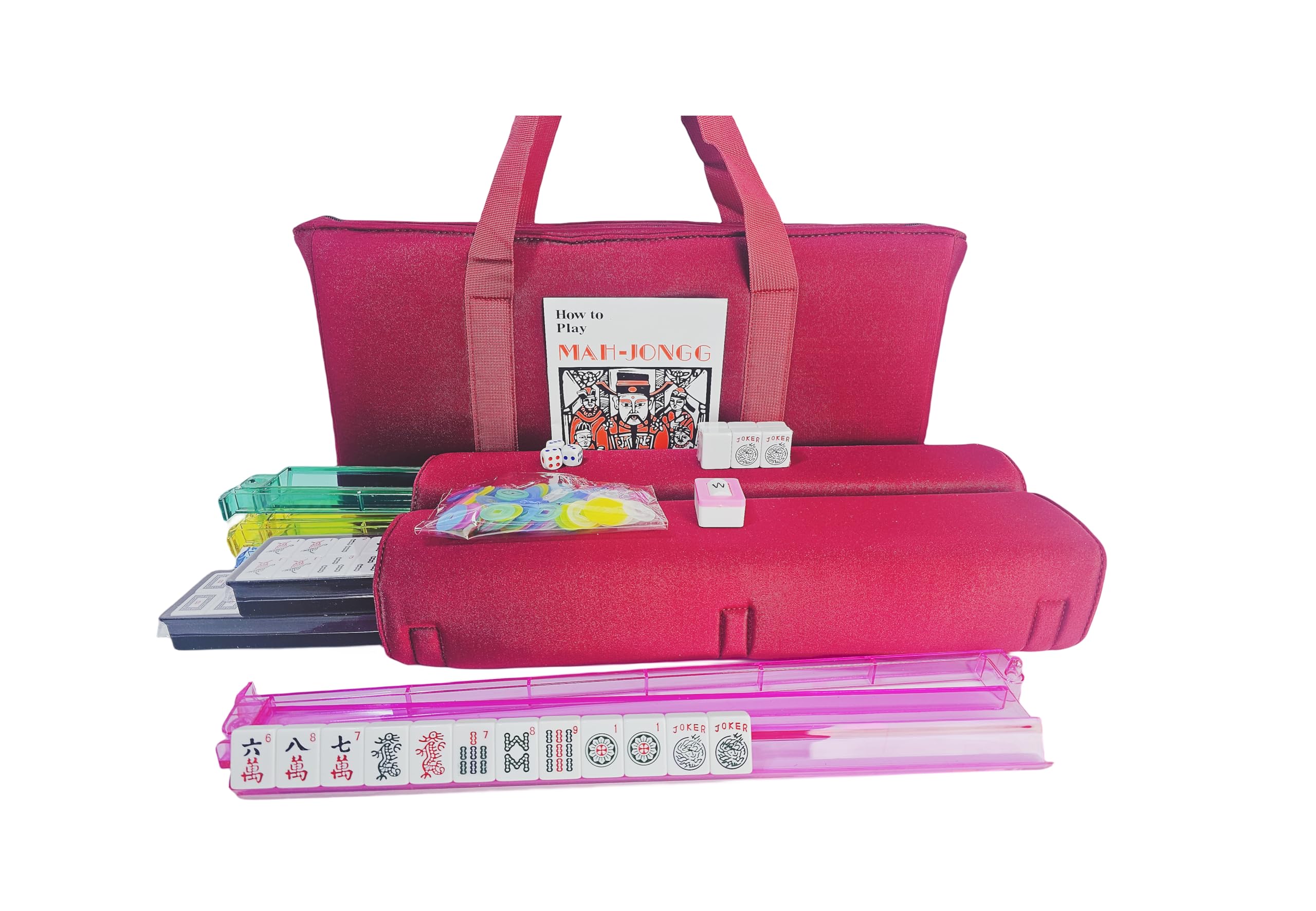 American Mah Jongg Complete Set, 166 Tiles with All in one Combo Rack with Soft Bag