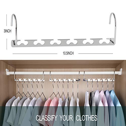 Meetu Space Saving Hangers Multifunctional Clothes Hangers Stainless Steel 6X2 Slots Magic Hanger Cascading Hanger Updated Hook Design Closet Organizer Hanger(Pack of 12)