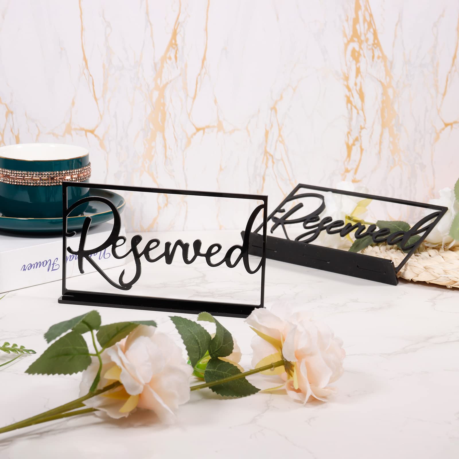 6 Pieces Reserved Signs for Wedding, Party, Acrylic Reserved Table Signs Reserved Seating Signs for Tables chairs Restaurant Special Events