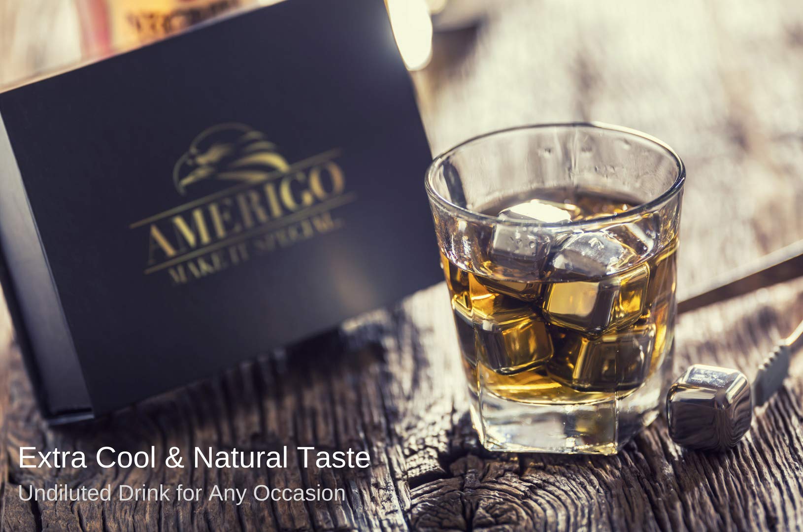 πππ¦π§ ππππ§: Exclusive Whiskey Stones Gift Set - High Cooling Technology - Reusable Ice Cubes - Stainless Steel Whisky Rocks - Whiskey Gifts for Men - Regalos para Hombre - Coasters + Ice Tongs