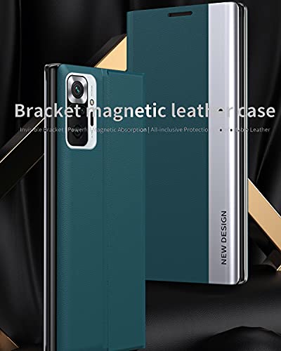 CCSmall for Xiaomi Redmi Note 10 4G (NOT 5G) Bracket Pagnetic Leather Cover for Xiaomi Redmi Note 10S TPU Shockproof Protection Flip Phone Case for Xiaomi Redmi Note 10 4G/Redmi Note 10S CX Black