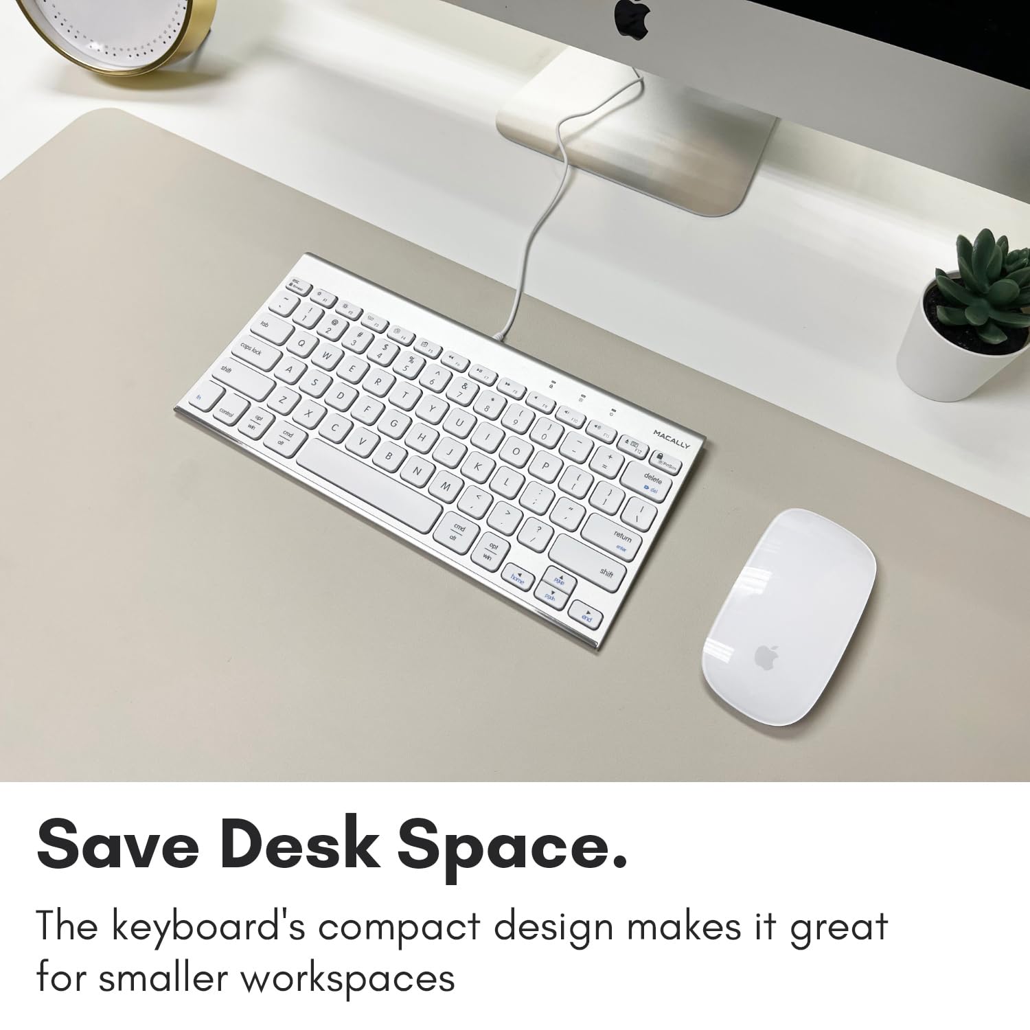 Macally Wired Keyboard for Mac | Compatible Apple Keyboard (78 Keys) External Keyboard for MacBook Pro/Air, iMac, Mac Mini/Pro - Plug and Play USB Computer Keyboard