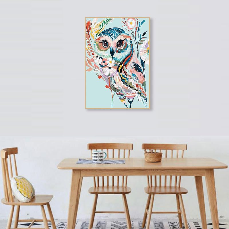 DIY Paint by Numbers for Kids & Adults & Beginne,DIY Canvas Painting Gift Kits for Home Decoration,Rainbow Owl Home Wall Decor 16x20''(Without Framed)