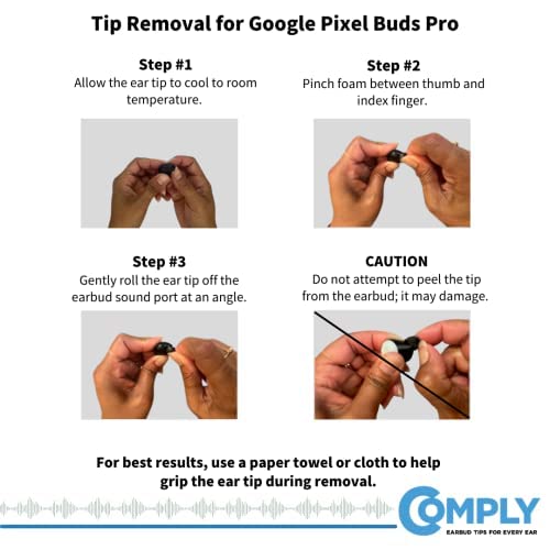 Comply Ear Tips for Google Pixel Buds Pro, Assorted, 3 Pair, Black