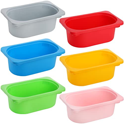 Elsjoy Set of 6 Plastic Storage Bins, 11.5 x 7.5 x 4 Organizer Bins Colorful Small Storage Basket, Stackable Storage Container Set