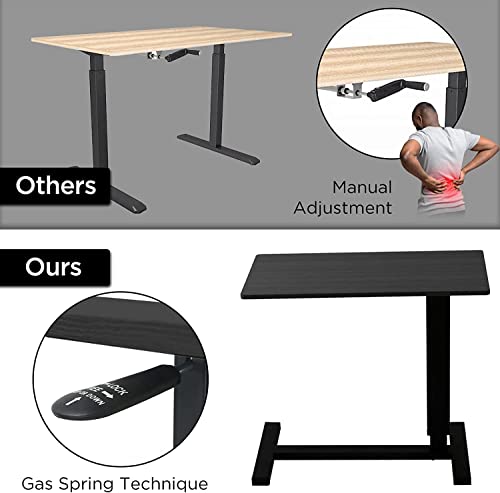 Erinaik Adjustable Height Overbed Table, Large Medical Bedside Desk with Hidden Casters, 31.5" L x 15.7" W, Mobile Tray Table for Hospital, Office, Home, Study Use