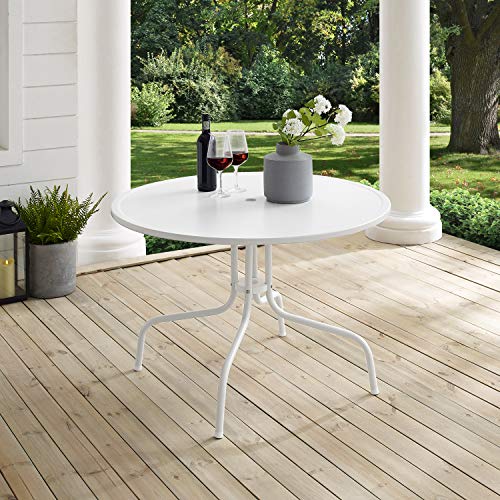 Crosley Furniture KOD10010KL Griffith Retro Metal Outdoor 5-Piece Dining Set with 39" Table and 4 Chairs, White and Key Lime