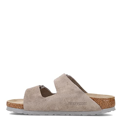 Birkenstock Women's Arizona Soft Footbed Sandals, Stone Coin, Tan, Grey, 10-10.5 Medium US