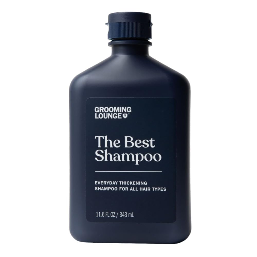 Grooming Lounge The Best Shampoo - Scalp Clarifying, Frizz Control Hair Wash for Men - Promotes Hair Length and Strength - Clean, Stimulating Peppermint Fragrance with Rosemary for Regrowth - 11.6 oz