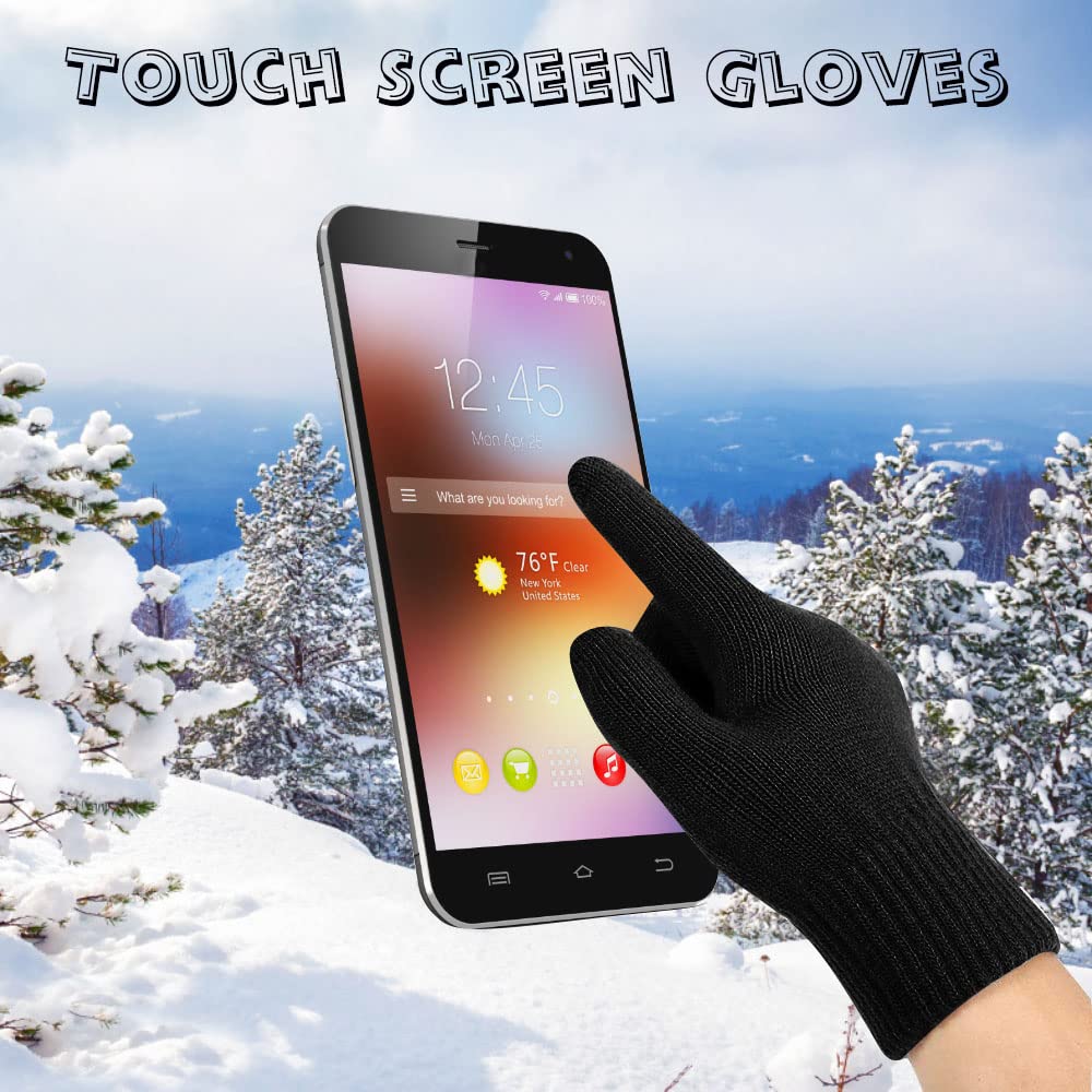 6 Pieces Winter Beanie Hat Scarf Gloves Set for Men and Women,Knitted Skull Cap Winter Hat Touchscreen Gloves Neck Warmer