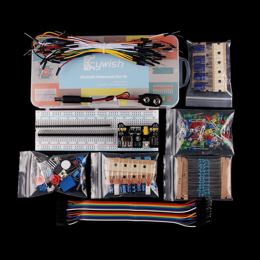 Keywishbot Electronics Basic Component Starter Kit w/Breadboard,Jumper Wires,Color Led,Resistors,Capacitor,Buzzer for Arduino Development Board R3 Mega2560 Mega328 Nano