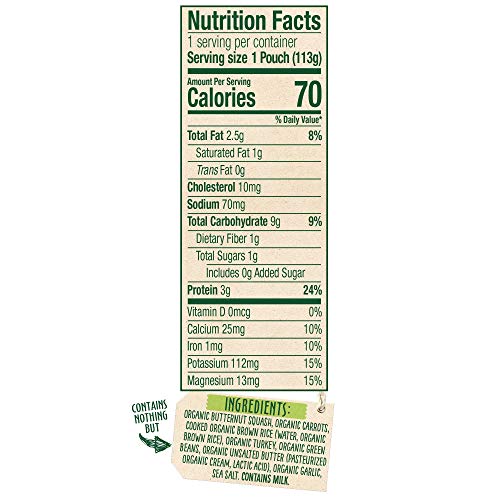 Sprout Organic Baby Food, Stage 3 Pouches, Garden Vegetables with Free-Range Turkey, 4 Oz Purees (Pack of 6)