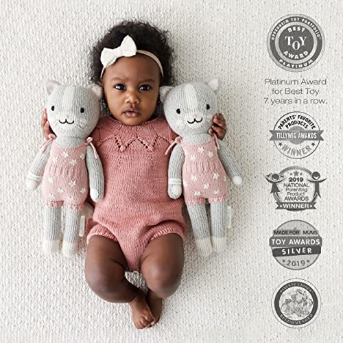 cuddle + kind Daisy The Kitten Little 13" Hand-Knit Doll – 1 Doll = 10 Meals, Fair Trade, Heirloom Quality, Handcrafted in Peru, 100% Cotton Yarn