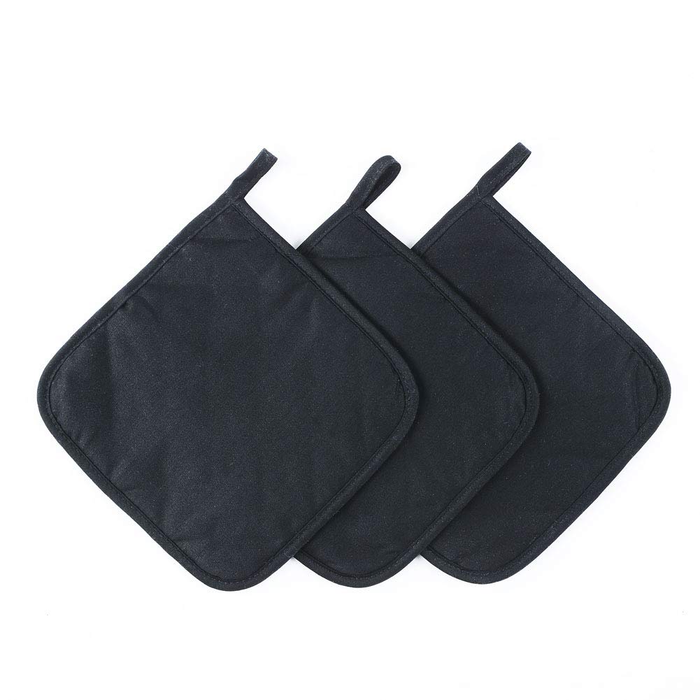 Anyi 100% Cotton Pot Holders, Kitchen Basic Potholder Heat Resistant, Terry Pot Holder Set for Cooking and Baking, Set of 3