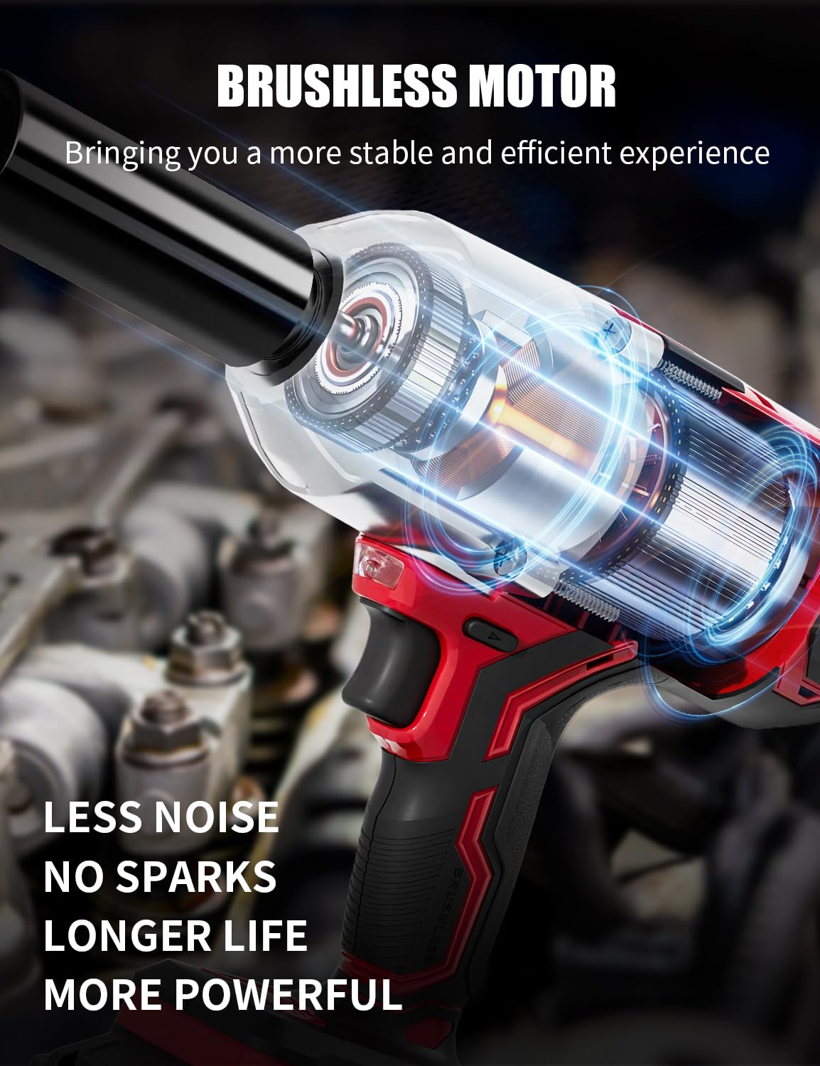 AVID POWER Brushless High Torque 1/2" Impact Wrench w/Max Torque 738ft-lbs (1000N.m), 20V Cordless Impact Gun w/ 4.0A Li-ion Battery, 4 Pcs Impact Sockets, Fast Charger