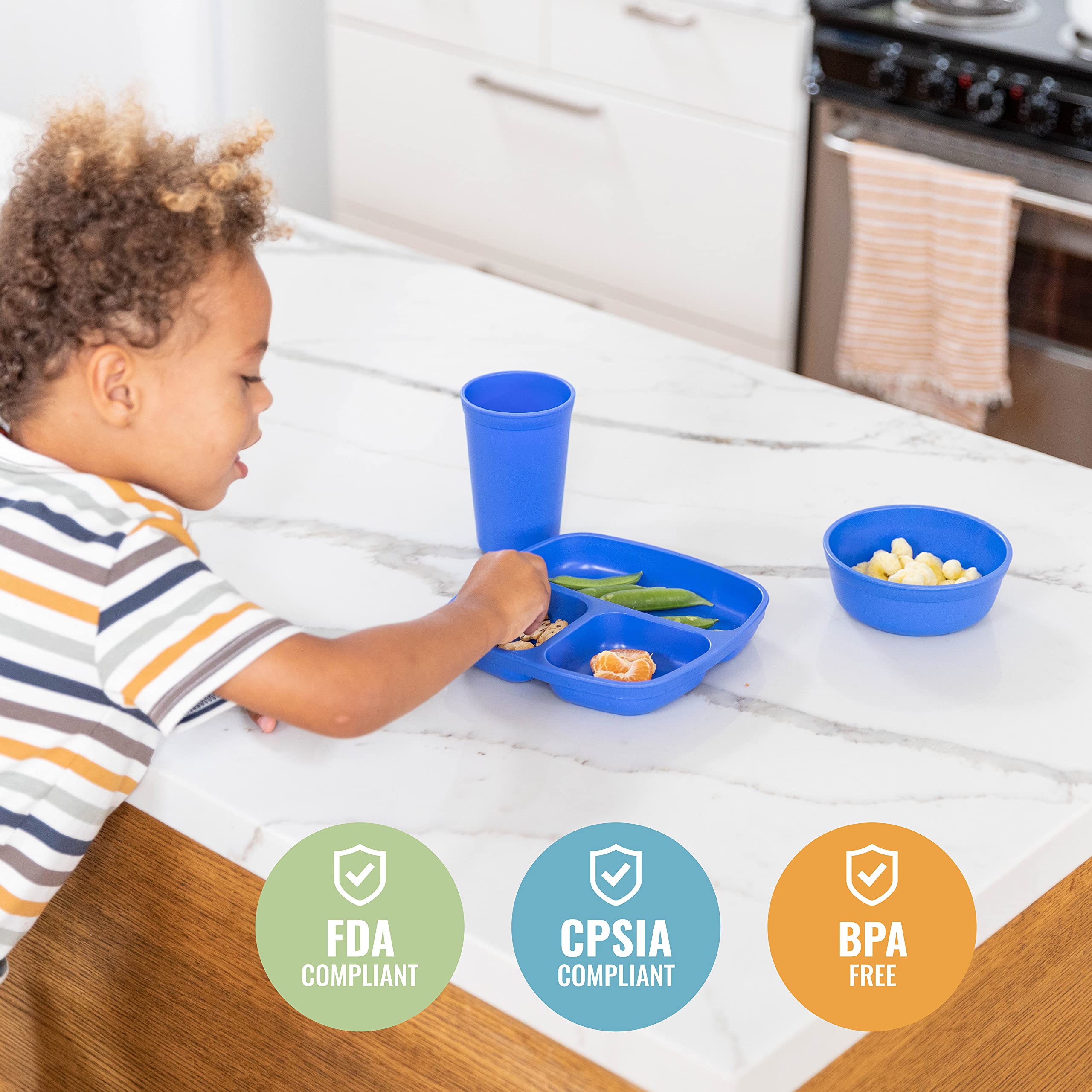 ECR4Kids My First Meal Pal Combo Set, Children's Tableware, Blue, 15-Piece