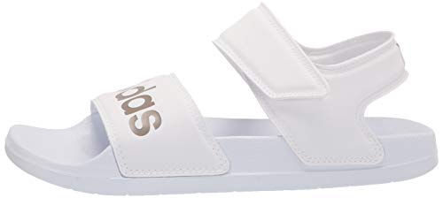 adidas Women's Adilette Sandal Slide, White/Champagne Metallic/White, 9