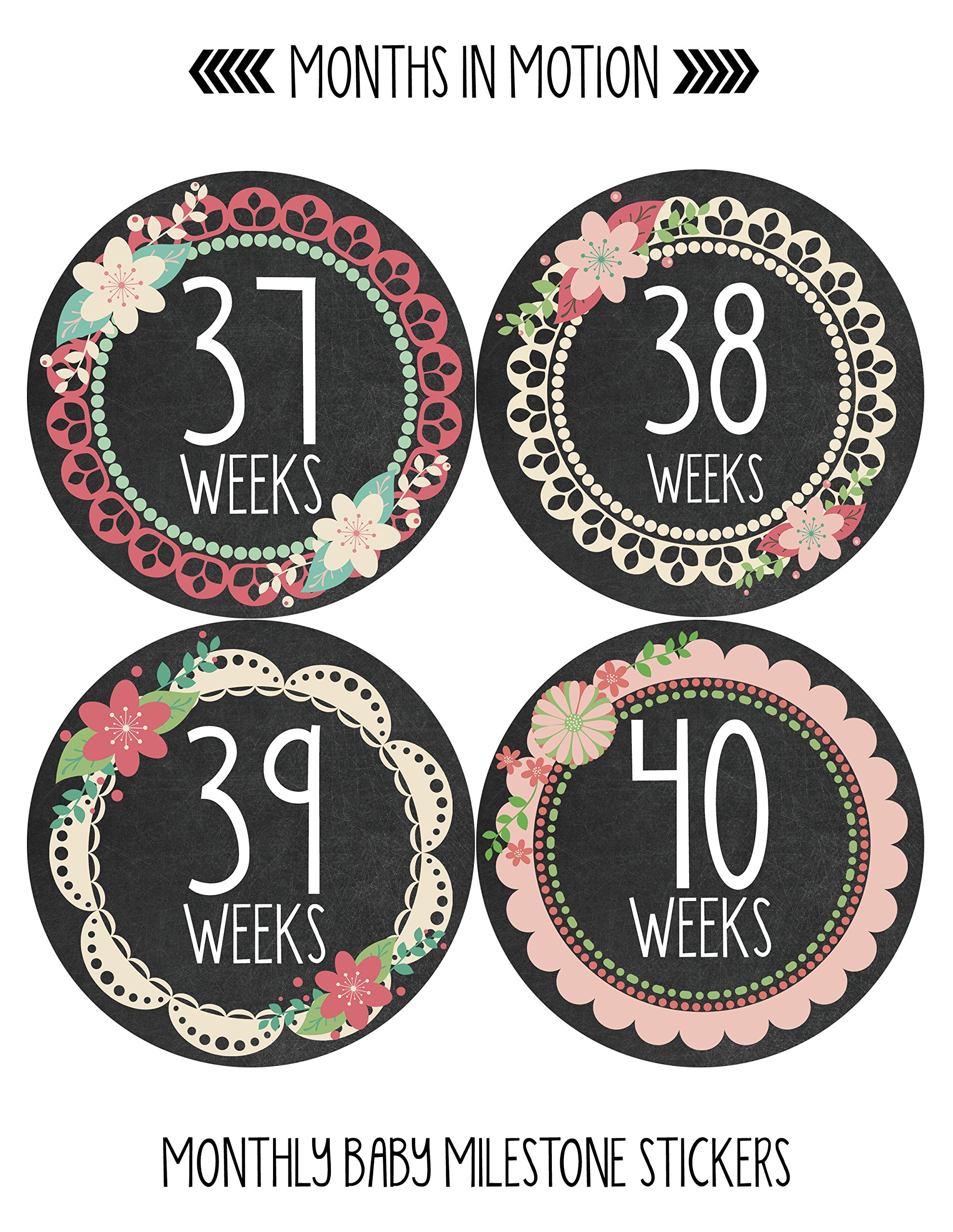 Months in Motion Pregnancy Weekly Belly Growth Stickers - Baby Bump Belly Stickers - Maternity Week Sticker - Pregnant Expecting Photo Prop Keepsake - Expectant Mom Gift - Style 914