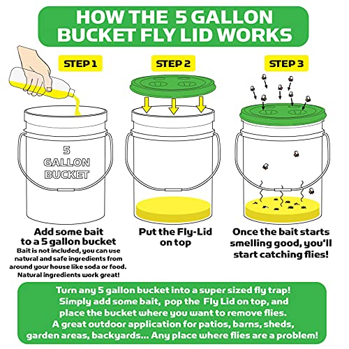 Billy-Bob Fly Lid - Indoor Outdoor Eco Friendly Fly Control Pack - Includes 24 Fly-Lids for Disposable Cups and 3 Fly-Lids for 5 Gallon Buckets