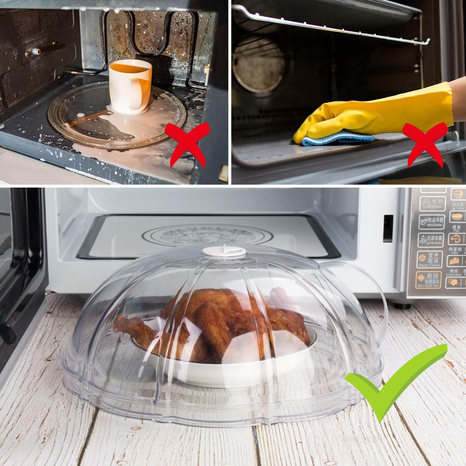 Zero Zoo Microwave Cover for Food - 10.5 Inch Clear Splatter Guard with Handle, Dishwasher-Safe, Multi-Use Tray : Pot Holders, Drying, Baking, Place Tray, Utensils Rest for Kitchen Counter