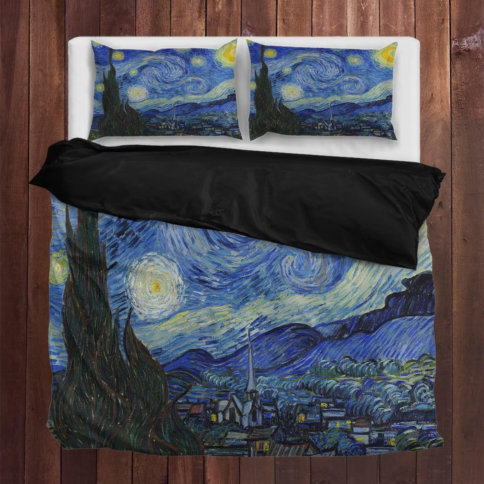 Gearider Starry Night Comforter Cover 3 Pcs Van Gogh Artwork Duvet Covers Bedspread Abstract Bedding Set Twin Size Bed Set (1 Duvet Cover 2 Pillowcases)