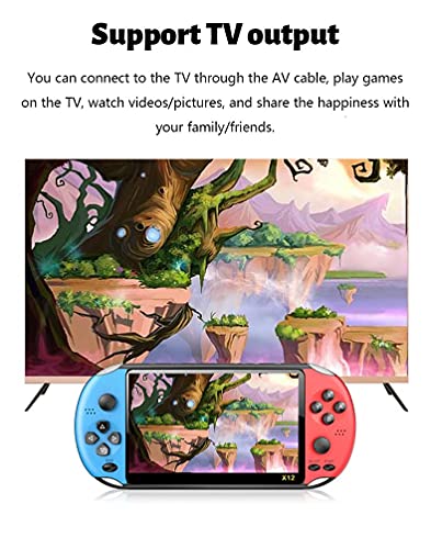 CZT New 5.1-inch Retro Video Game Console Build in 4800 Games of 9 emulators Handheld Portable Game Console Supports MP3/MP4/E-book with Rechargeable Lithium Battery mp3 mp4(Bluered)