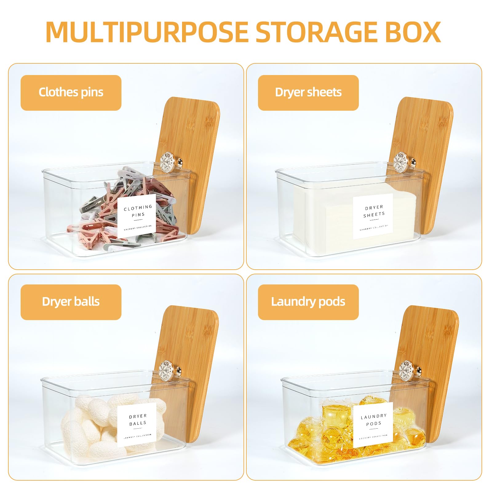 POLRAI 3 Pack Laundry Room Organization Storage Containers 2 Half Gallon Laundry Pod Containers and Dryer Sheet Holder with Lids and Labels for Laundry Detergent Laundry Pods Dry Sheet Organizing