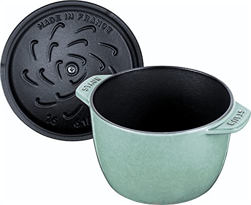 Staub 40508-825 La Cocotte de Gohan, Sage Green, M, 6.3 inches (16 cm), Rice Pot, 2 Cups, Cast Iron, Enameled Pot, Induction Compatible, Rice Cooker, Authentic Japanese Product