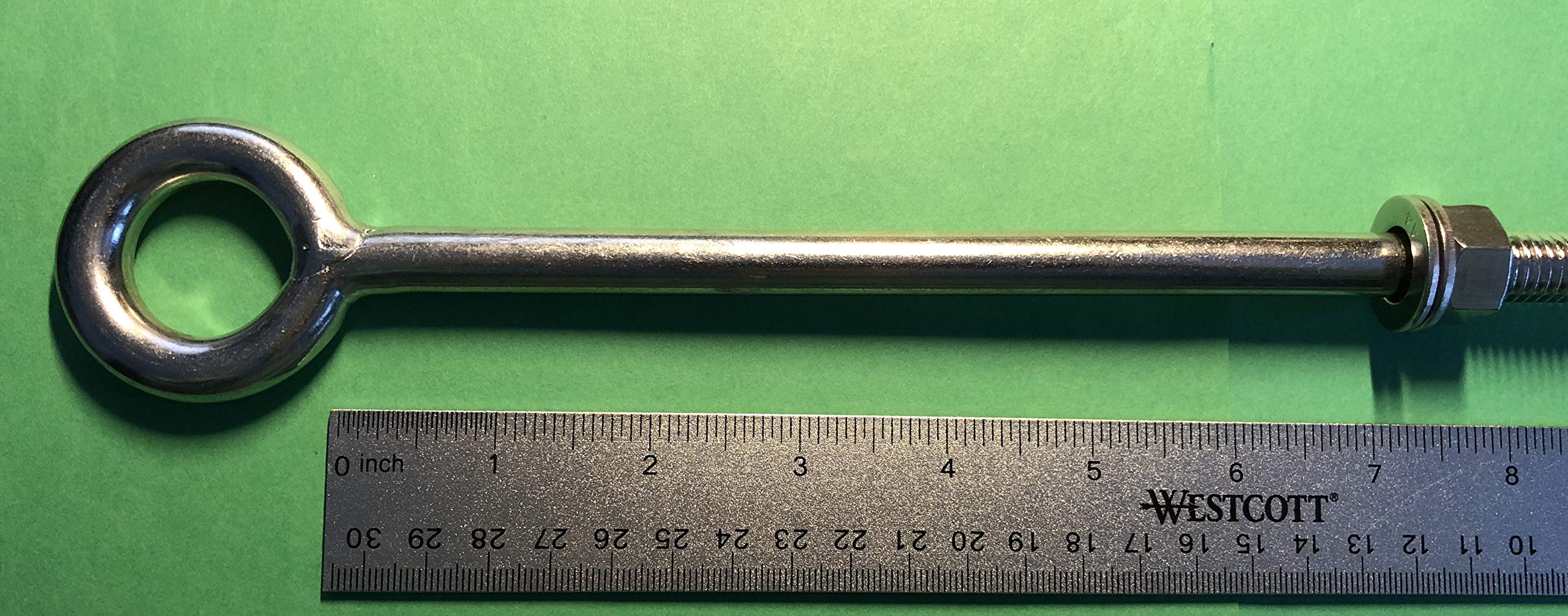 US STAINLESS Stainless Steel 316 Eye Bolt 1/2" x 12" Whitworth (1/2"-12) Short Thread Marine Grade Pitch of 12