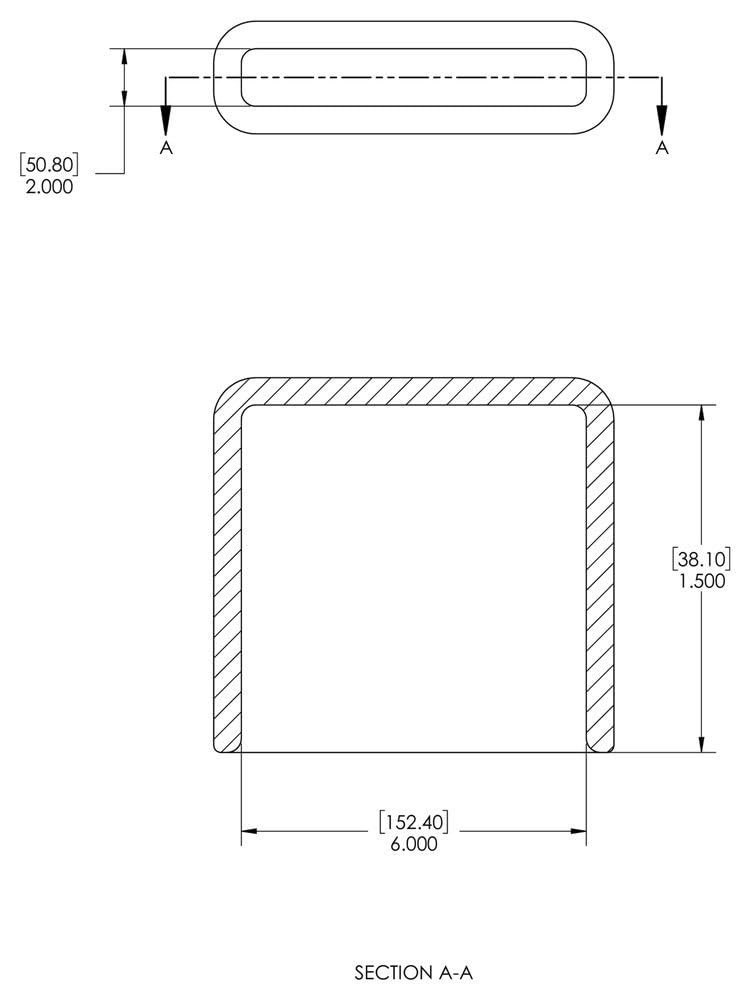 Caplugs 99192341 Plastic Rectangular Finishing Cap with Flat End Grip. VRF-2000X6000-24, Vinyl, Length 1.500" ID 6.000", Black (Pack of 30)