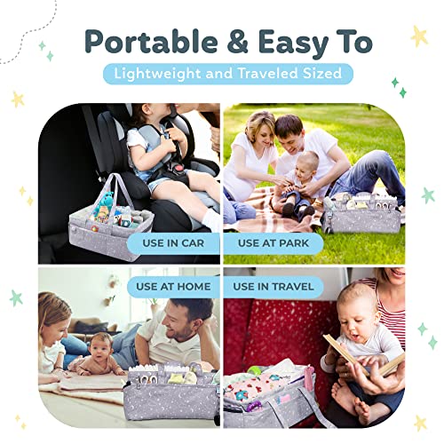 Large Baby Diaper Caddy Organizer with Nappy Changing Pad โ Baby Caddy Diaper Organizer for Changing Table, Car Storage Diaper Holder โ Baby Organizer Basket for Nursery Shower Gift Bag for Boy & Girl