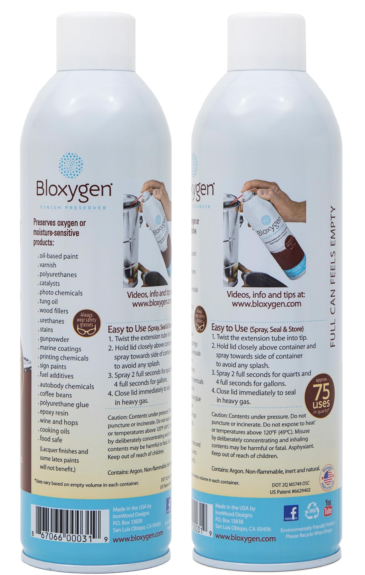 Bloxygen Preserver. Spray, Seal, and Store. 1 can Pack. Inert Gas Preservation System.