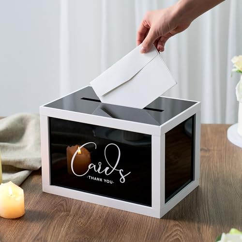 AW BRIDAL Black Acrylic Card Box,Wedding Card Box for Reception Decoration Box for Wedding Birthday Graduation,Gift Box for Cards