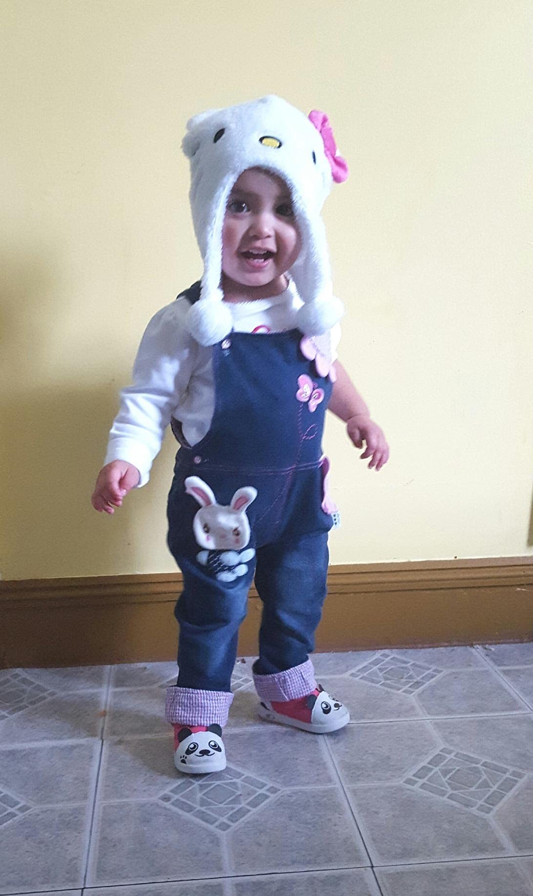 KIDSCOOL SPACE Baby Girl Jean Overalls,Toddler Denim Cute 3D Bunny Outfit,Blue,18-24 Months