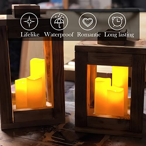 Amagic Flameless Candles Battery Operated Candles Flickering, Outdoor Waterproof LED Pillar Candles with Remote Control and Timer, D 2.2" x H 4" 5" 6" 7" 8" 9", Ivory, Plastic, Set of 9