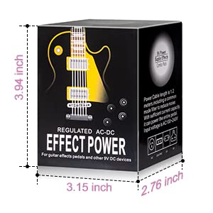 Guitar Pedal Power Supply Adapter 9V DC 1A Tip Negative 5 Way Daisy Chain Cables for Electronic Guitar Effect Pedal